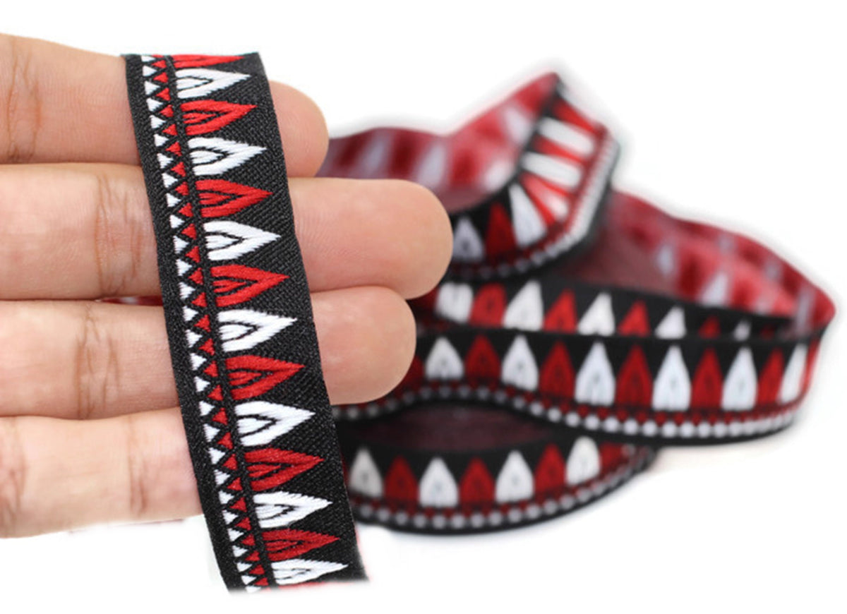 20 mm Red Tepee Ribbon (0.78 inch) | Tepee trim | Jacquard trim | Fabr ...
