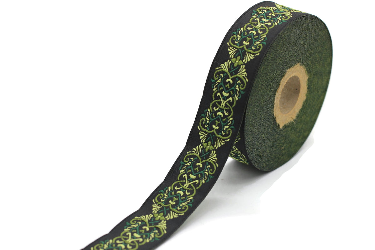 25 mm Celtic Knot Green Jacquard Ribbon (0.98"), Sewing Trim, Dirndl A ...