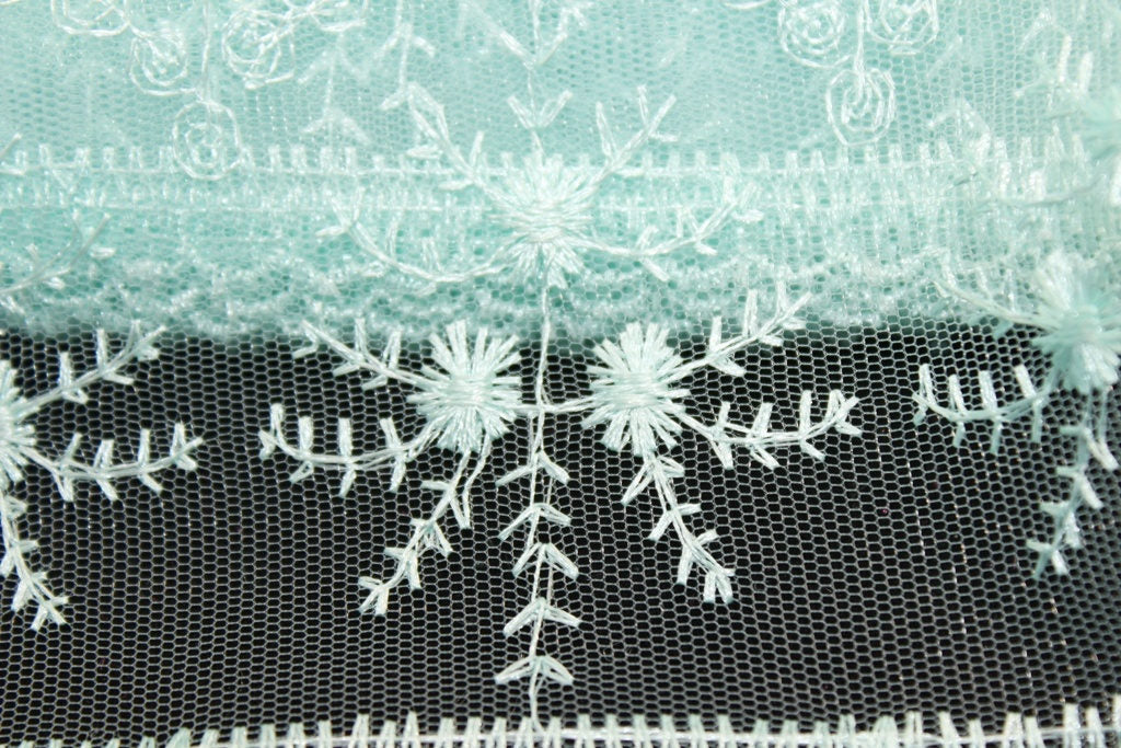 90 mm Turquoise Organza Lace trim, embroidered lace fabric , 3.50 inch ...