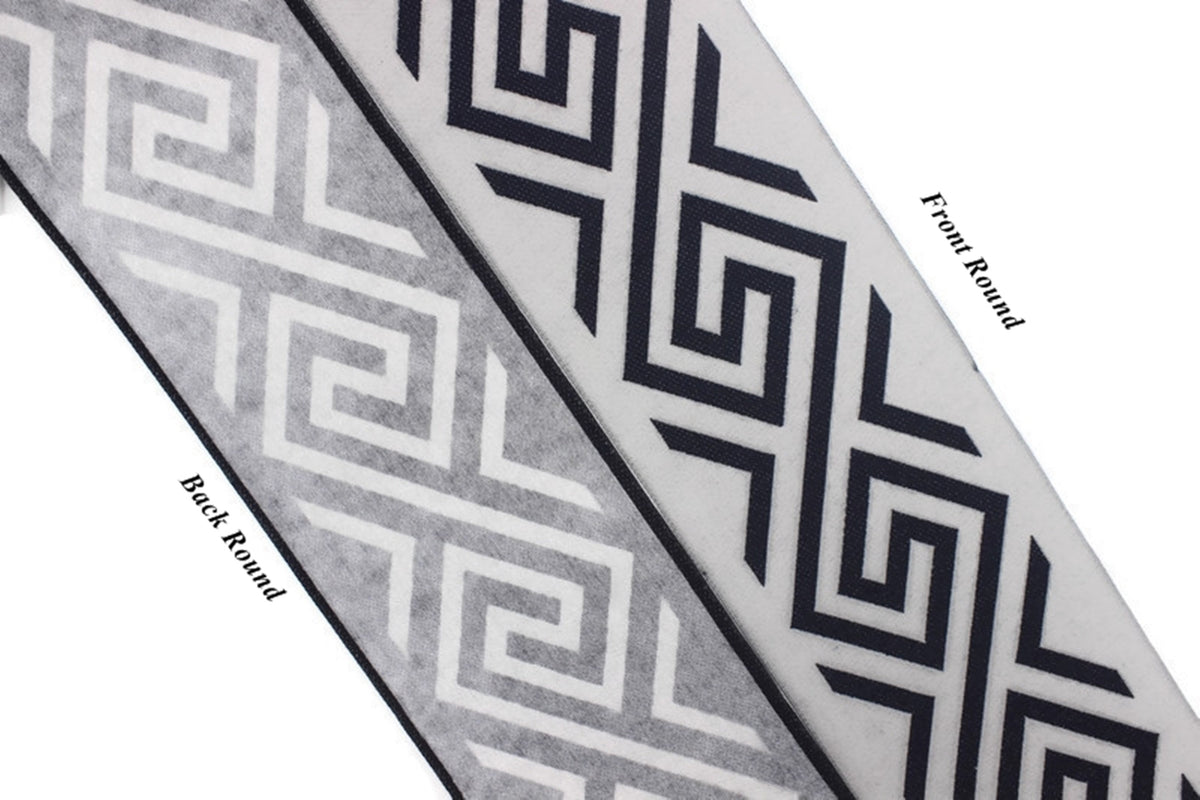 Gray Black 100 mm Geometric Ribbons (3.93 inch), Jacquard Trims, Sewin ...