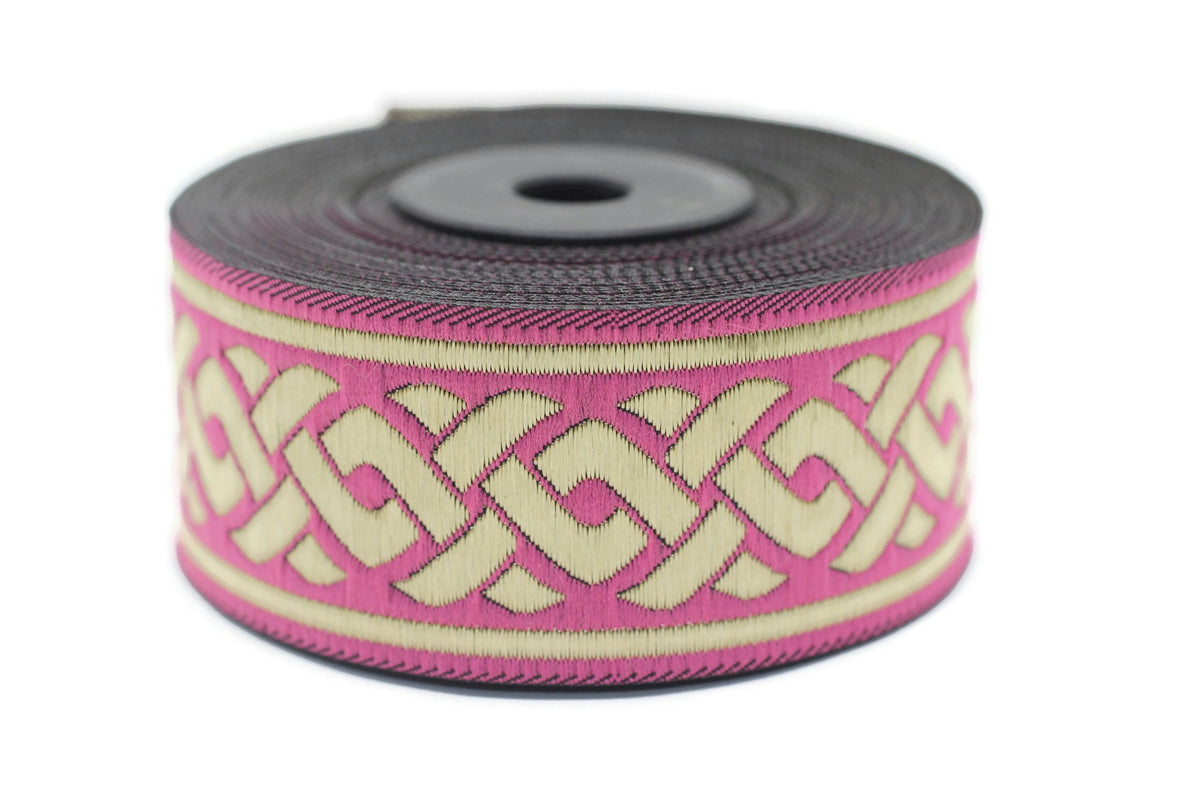 35 mm Pink Celtic Knot 1.37 (inch) | Jacquard Trim | Embroidered Woven ...