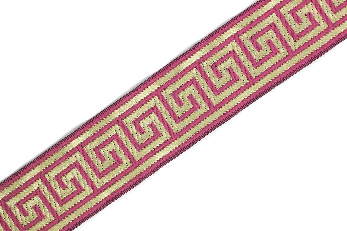 35 mm Pink Greek Key ribbons (1.37 inches), ribbon trim, otantic ribbo ...