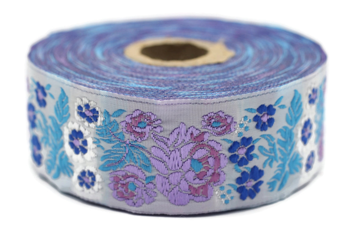 35mm Floral Embroidered ribbon, 1.37 inche, Vintage Jacquard, Floral r ...