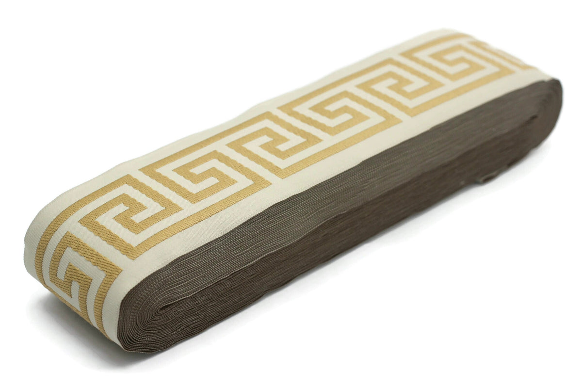 68 mm 2.7" Greek Key Jacquard Ribbon for Drapes, 16 Yards in one Conti ...