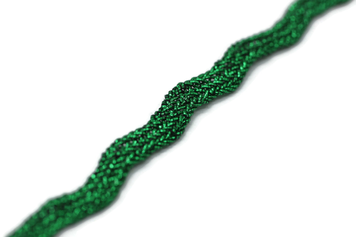 5 mm Zig Zag Soutache Cord, Metallic Green Braid Cord, Twisted Cord, S ...
